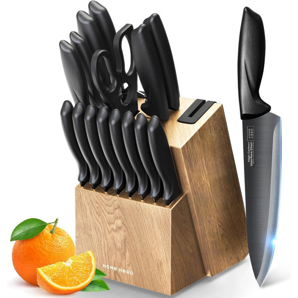 Granij Ensemble de couteaux de cuisine avec affûteur Home Hero - Ensemble de couteaux en acier ...